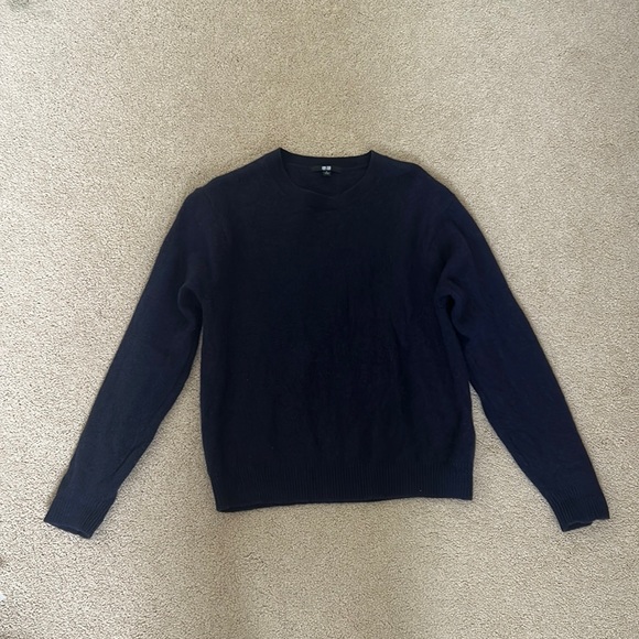 Uniqlo | Sweaters | Uniqlo 0 Wool Crewneck Sweater Top Sz S Navy | Poshmark